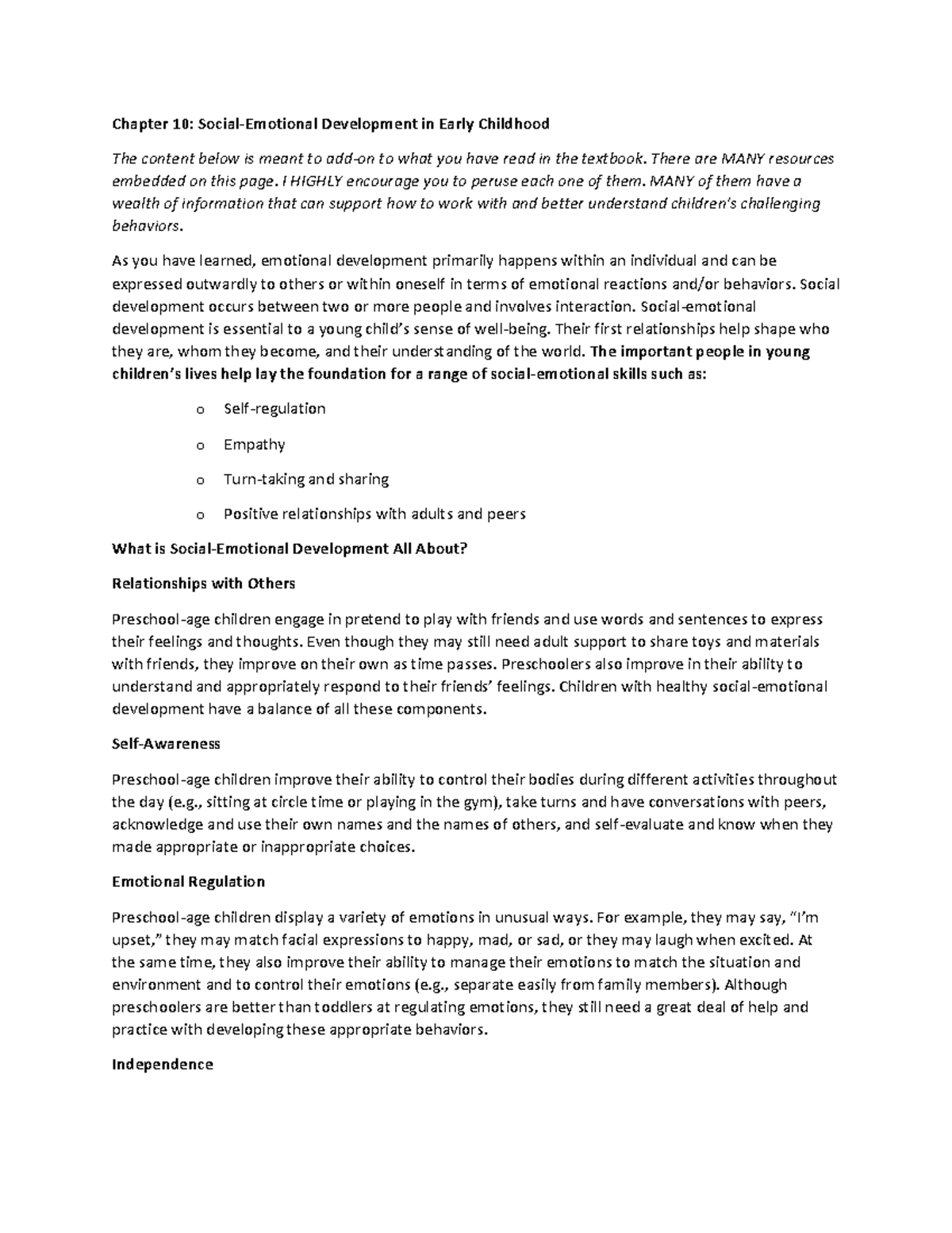 Chapter 10 - Social-Emotional Development in Early Childhood - There ...