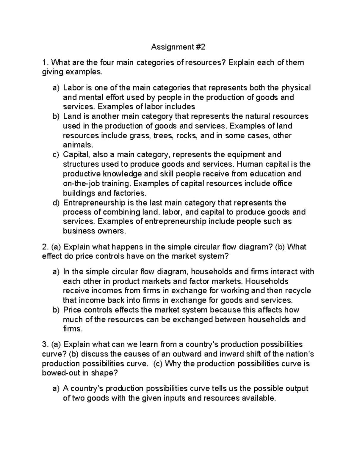 ECONOMICA WEEK 2 - Assignment # What are the four main categories of ...