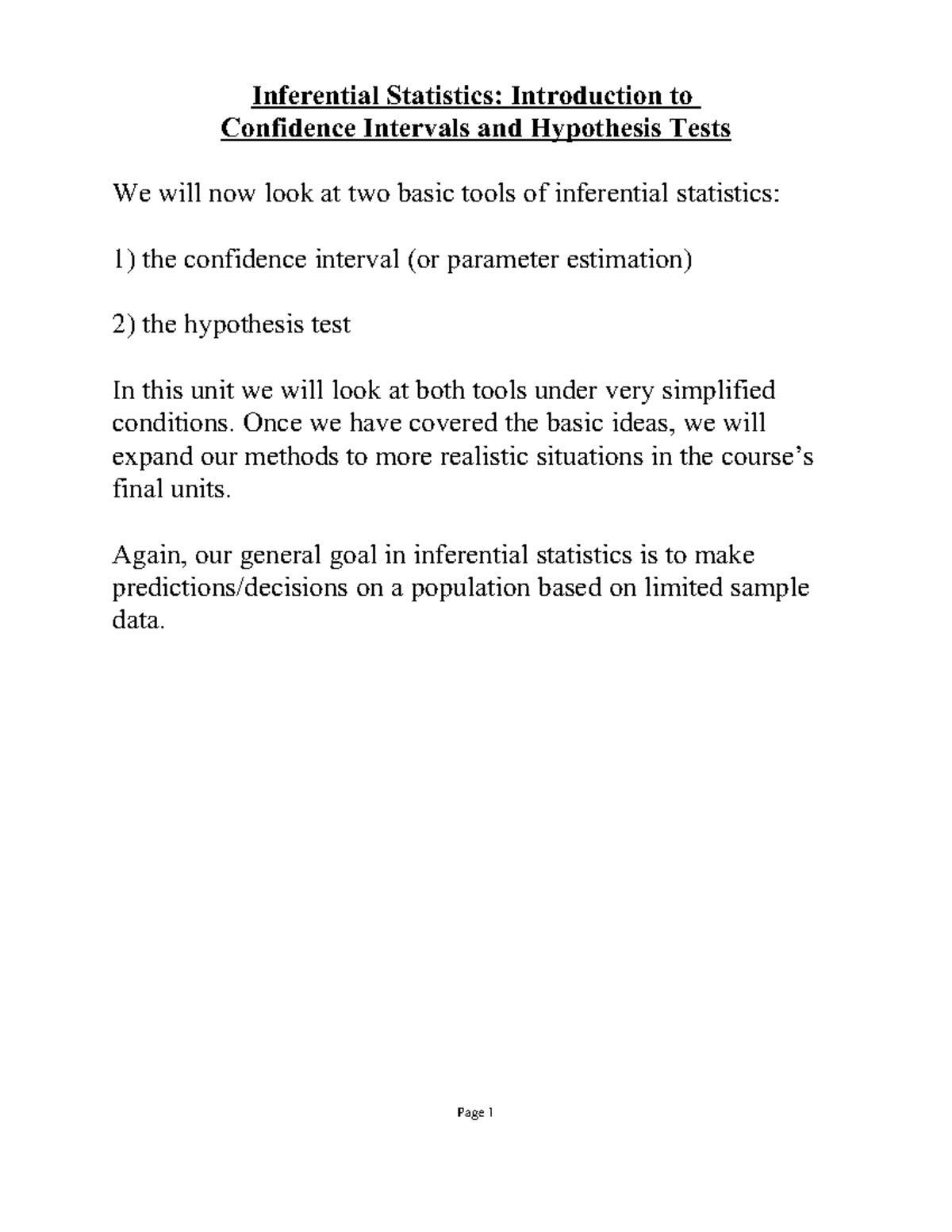 Stat 160 Unit 4 Notes - Lecture 4 for students - Inferential Statistics ...