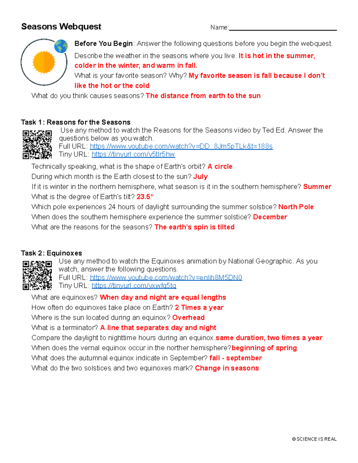 Seasons Webquest - Describe the weather in the seasons where you live ...