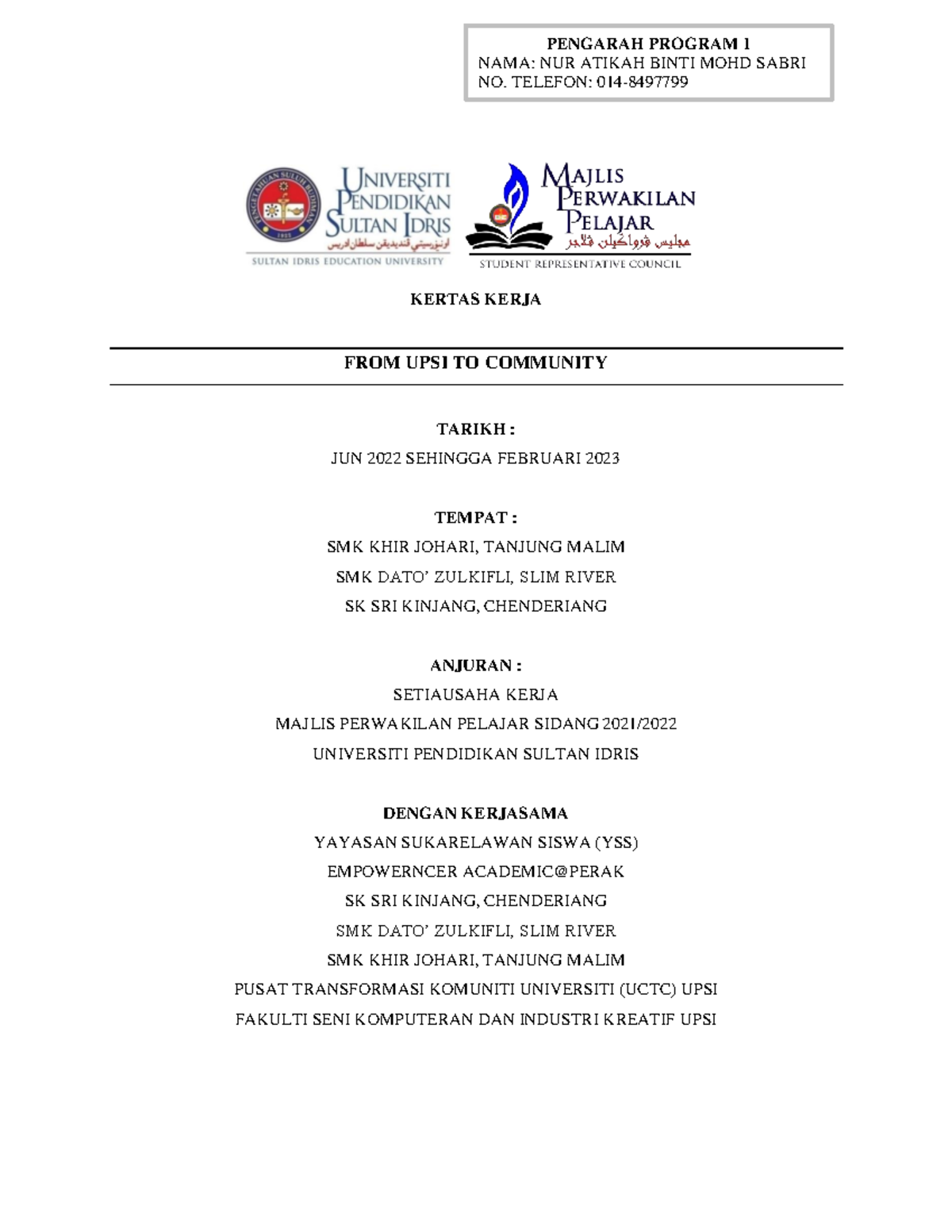 Paperwork FUTC Latest - kertas kerja kesukarelawanan - KERTAS KERJA ...