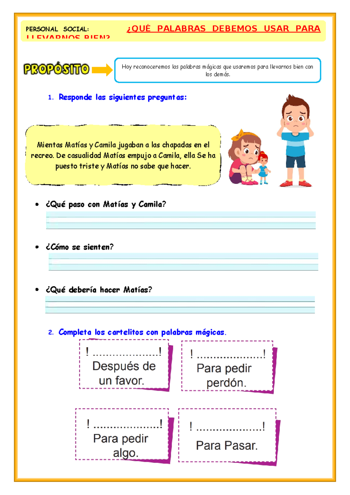 U1 S3 Ficha D1 PS QUE Palabras Debemos USAR PARA Llevarnos BIEN - 1 ...