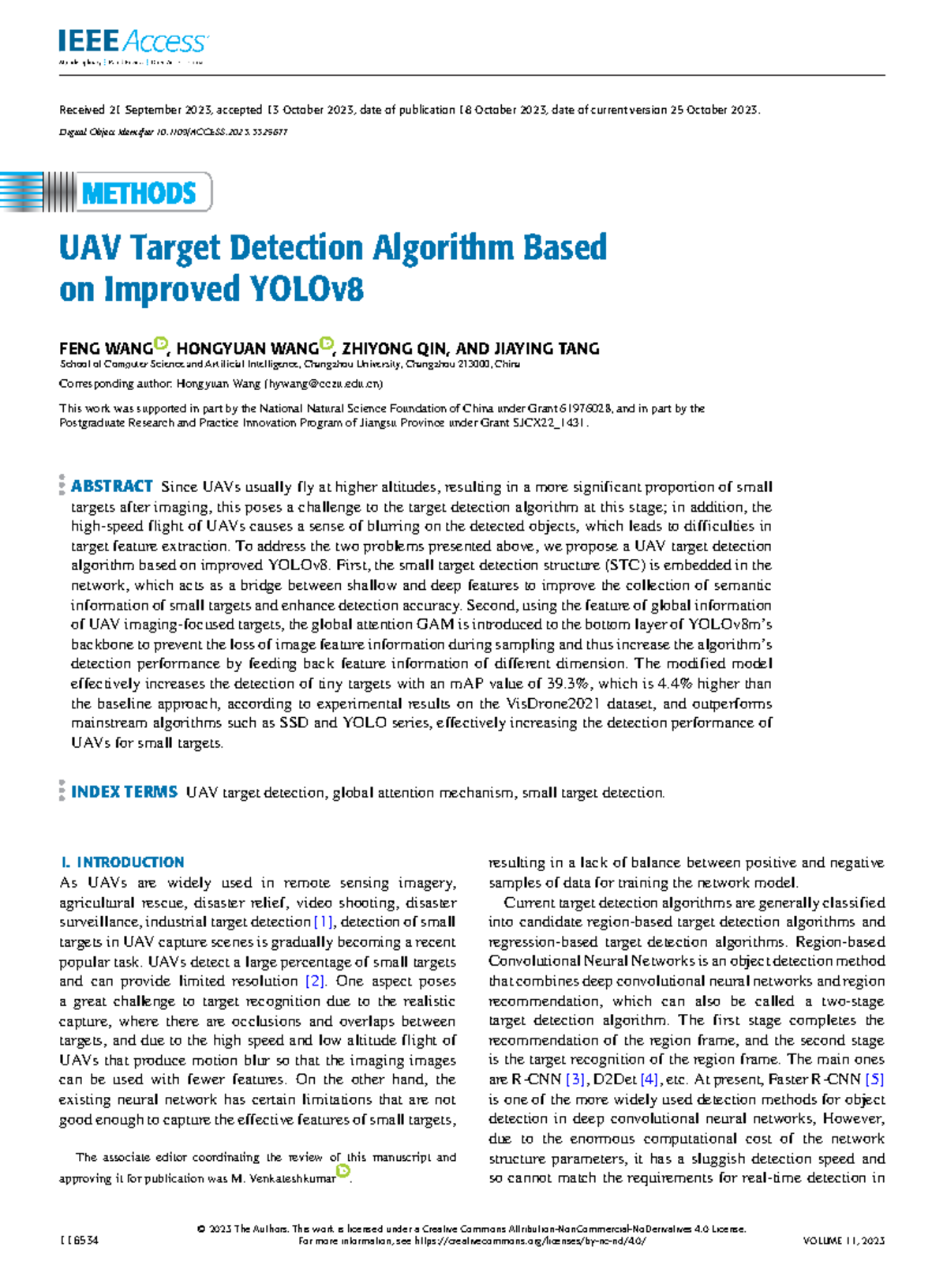 Uav Target Detection Algorithm Based On Improved Yolov 8 Received 21