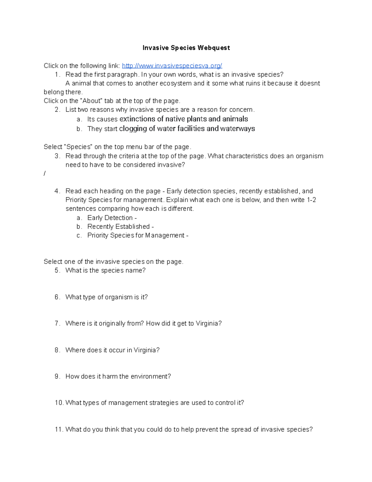 Lavonna Nelson - Virginia Invasive Species Webquest - Invasive Species ...