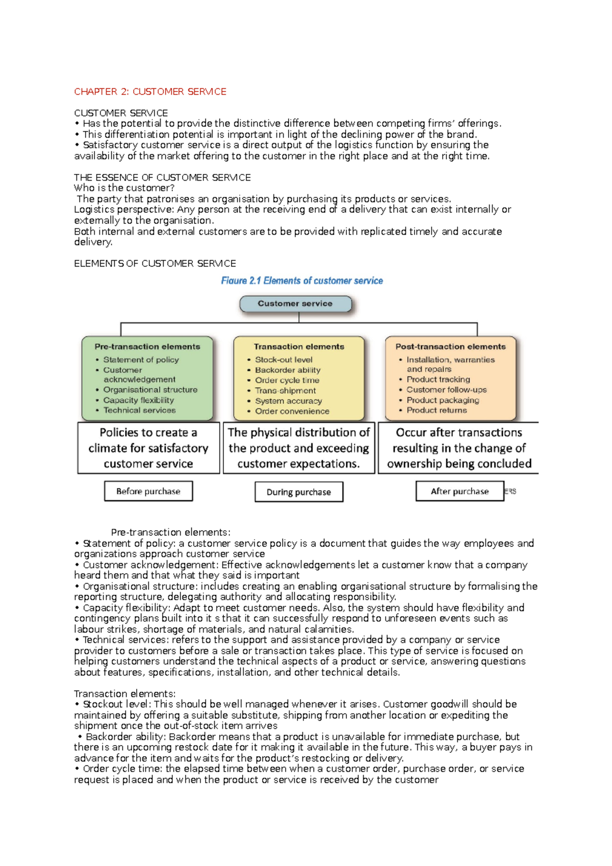 Chapter 2 - rtfrghjkl - CHAPTER 2: CUSTOMER SERVICE CUSTOMER SERVICE ...