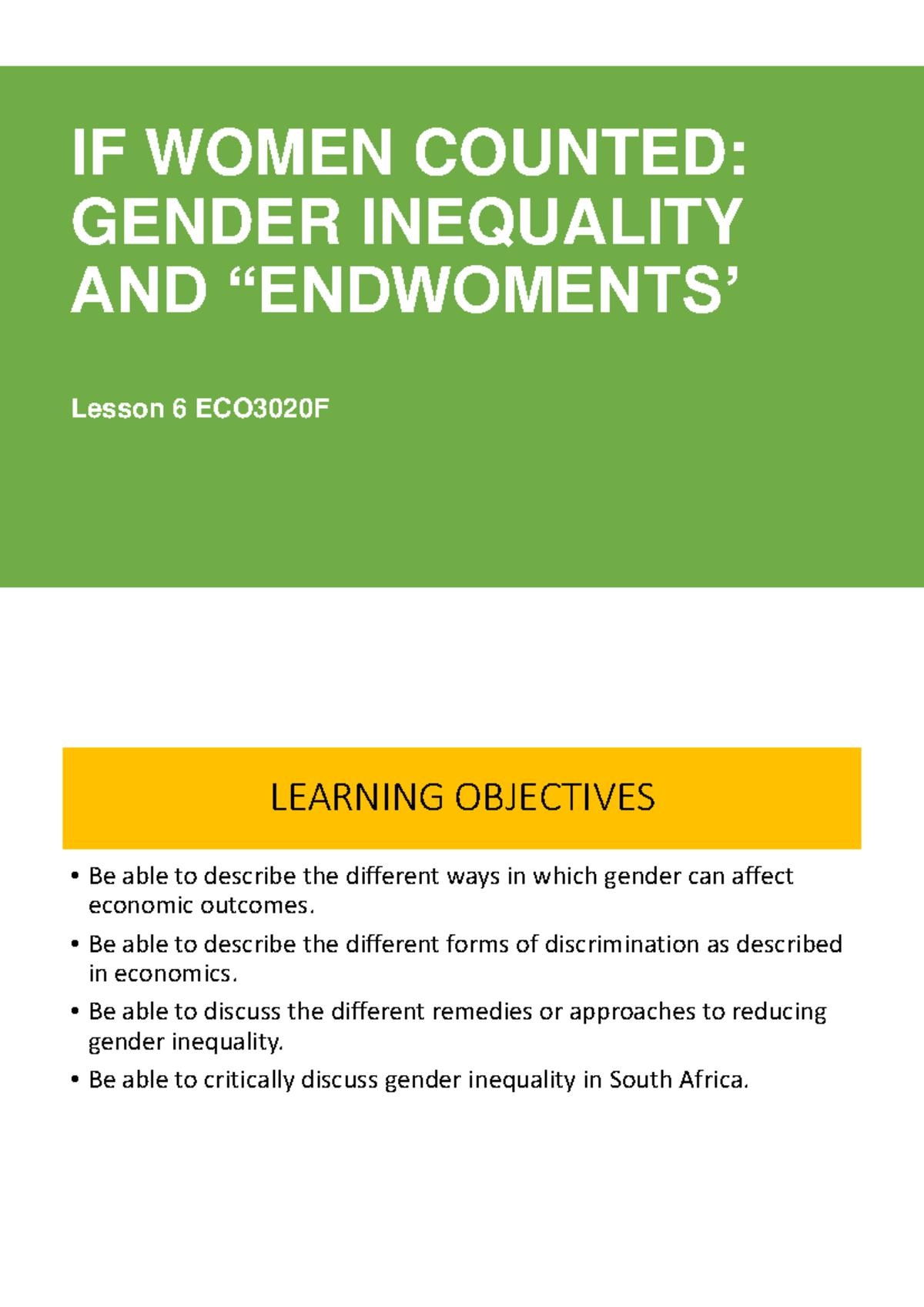 Lesson 6 - P1 Final - IF WOMEN COUNTED: GENDER INEQUALITY AND ...