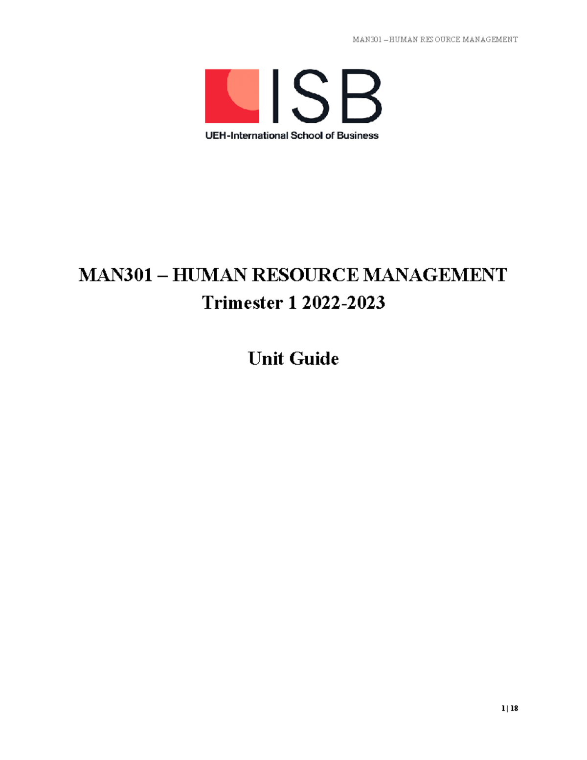 Revised MAN301 Human Resource Management Trimester 1 2022-2023 Updated ...