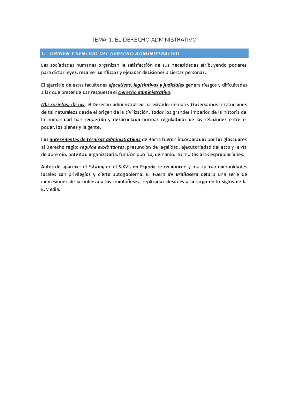 TEMA 1. EL Derecho Administrativo - TEMA 1. EL DERECHO ADMINISTRATIVO 1. ORIGEN Y SENTIDO DEL ...