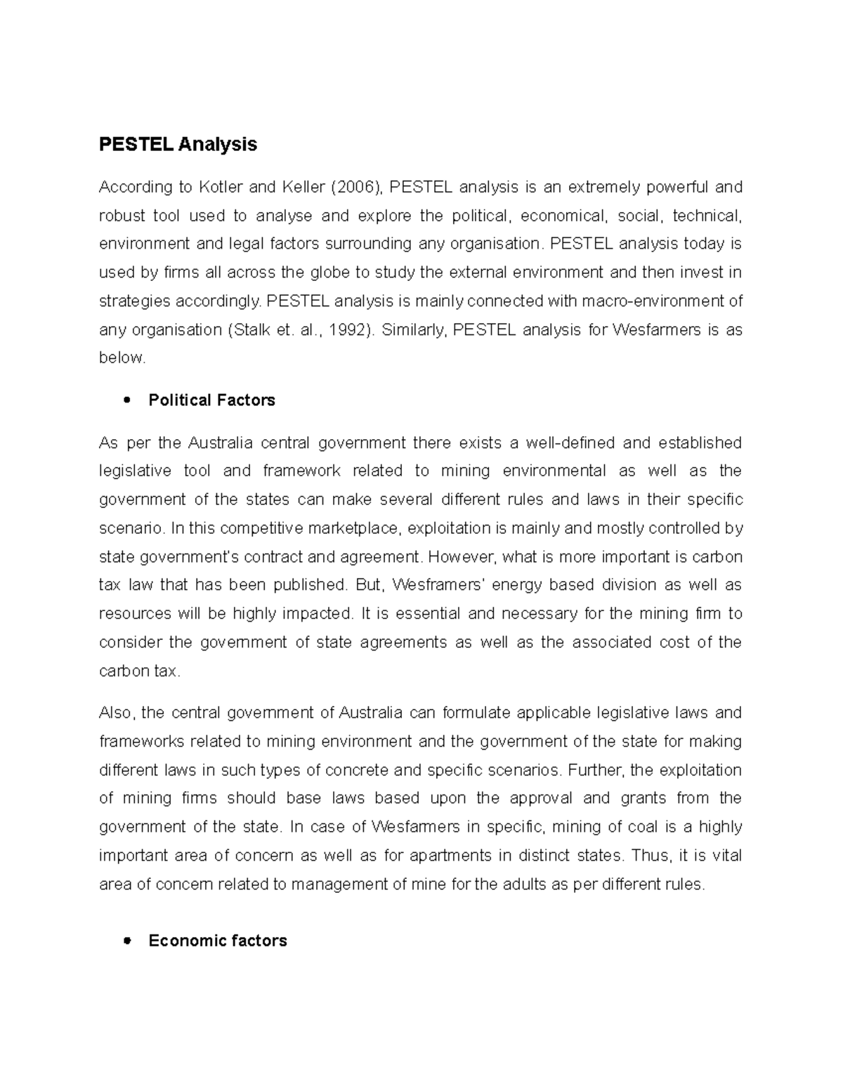 Pestle analysis - Assignment - PESTEL Analysis According to Kotler and ...