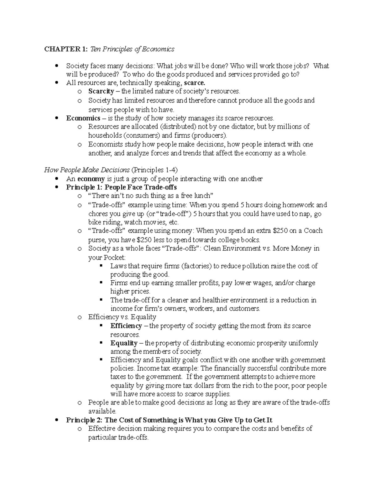 Economics Summer Notes Mankiw 1-3 - CHAPTER 1: Ten Principles of ...