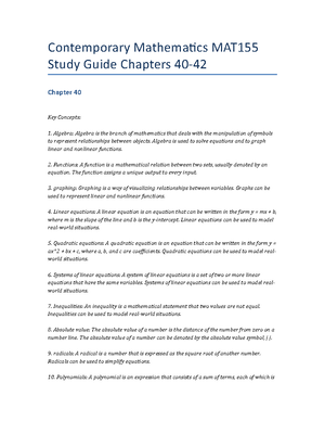 Contemporary Mathematics MAT155 Study Guide Chapters 1-3 - Contemporary ...