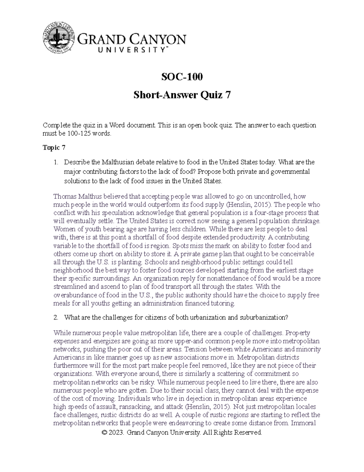 SOC-100.Short-Answer Quiz 7 1-8-18 ( Finished) - SOC- Short-Answer Quiz ...