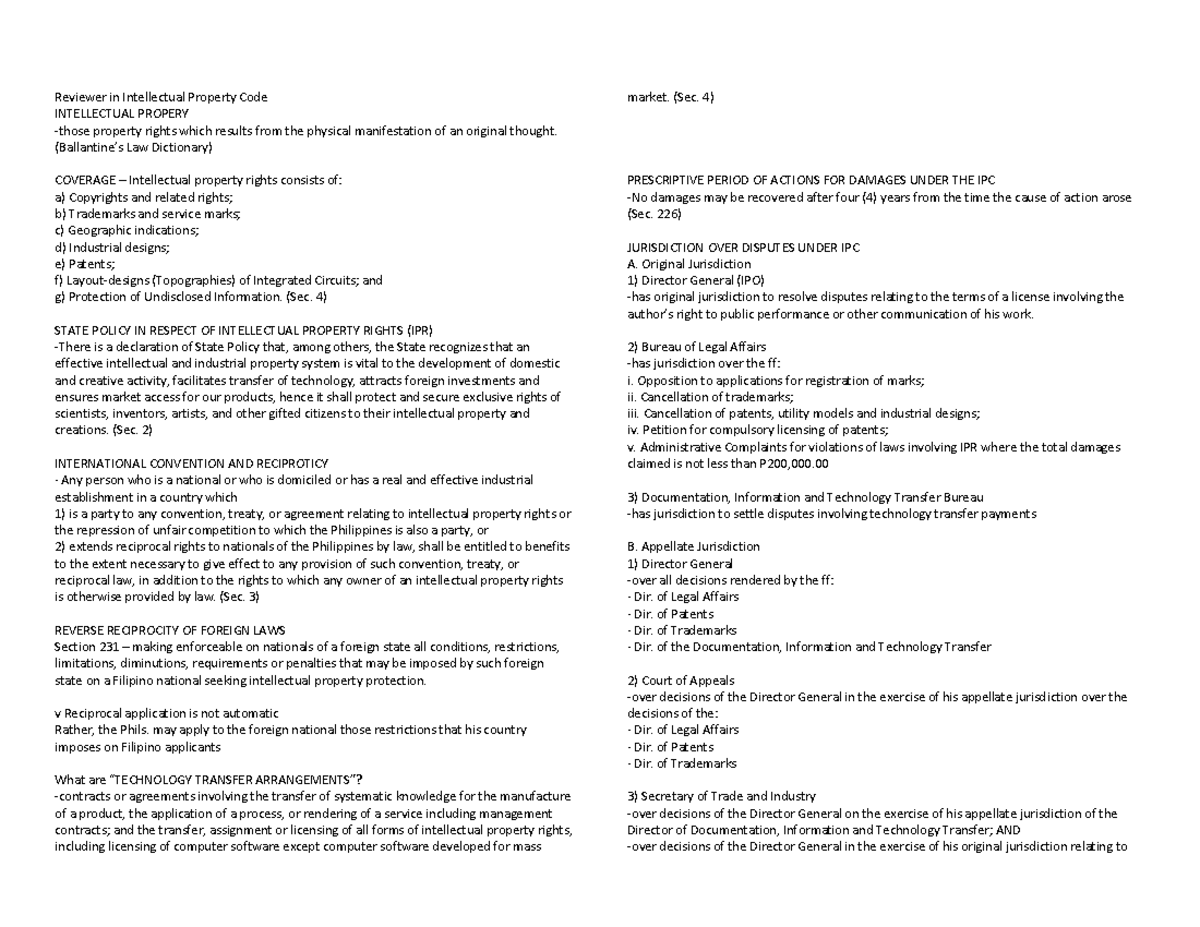 Dokumen.tips reviewer-in-intellectu a l-property-code (1) - Reviewer in ...