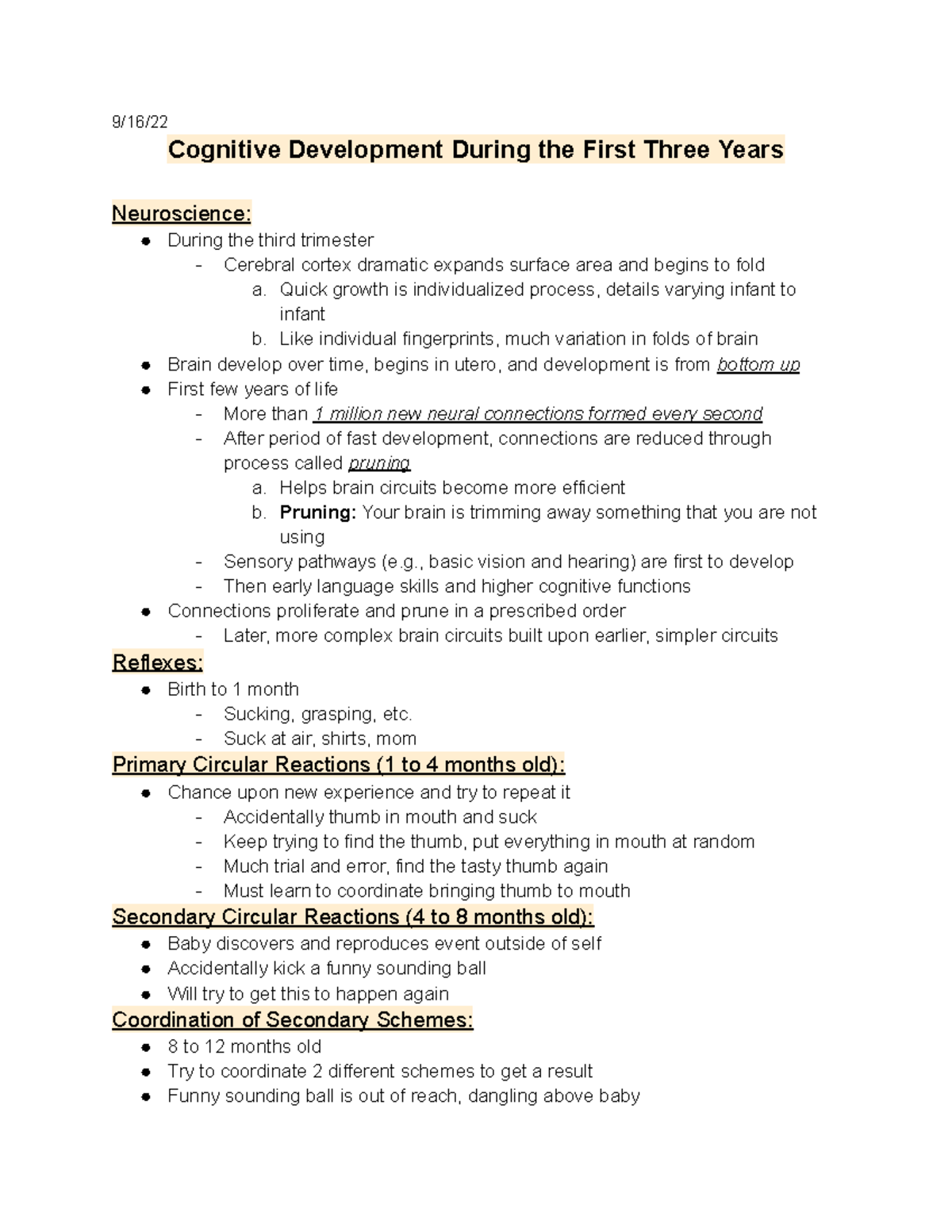 PSYC 203 Chapter 5 - Dr. Shifren - 9/16/ Cognitive Development During ...