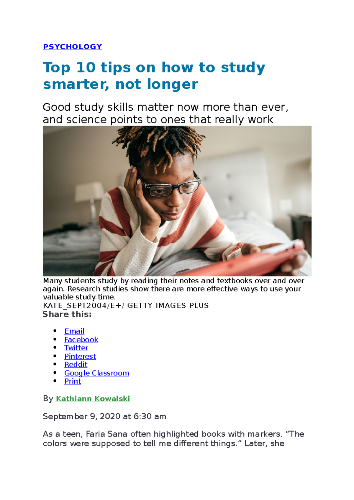 Psychology - Thanks - PSYCHOLOGY Top 10 tips on how to study smarter ...