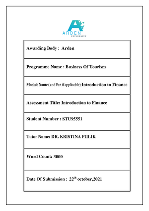 Arden Assignment - Arden University Business and Management Enterprise ...