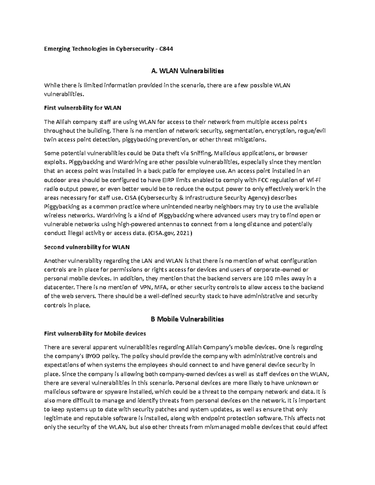 C844 Emerging Technology in Cyber Security Task 2 Passed - Emerging ...