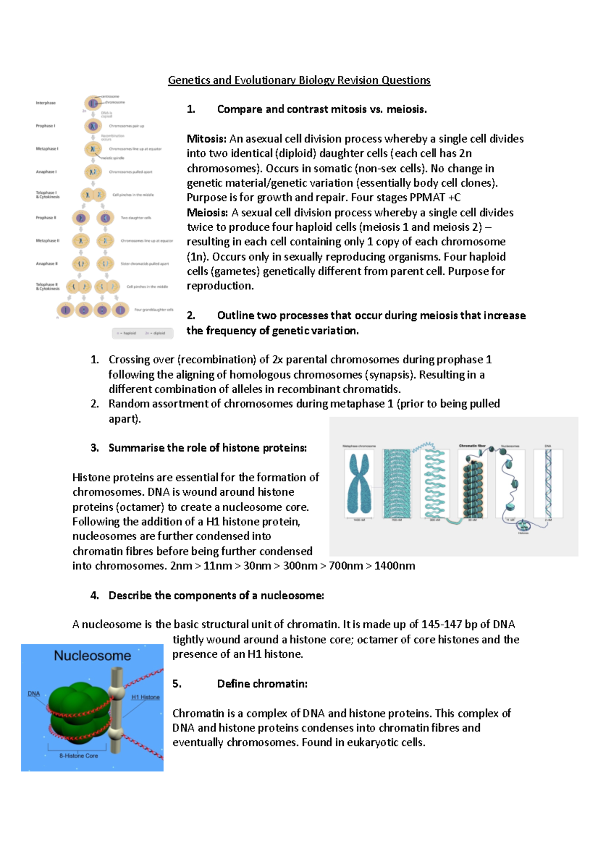 Genetics and Evolutionary Biology Revision Questions Modules 1-2 ...