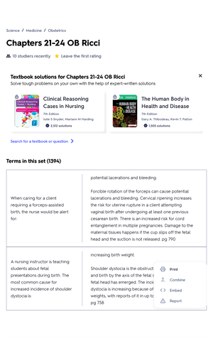 Chapters 21-24 OB Ricci Flashcards Quizlet - Chapters 21-24 OB Ricci 10 ...