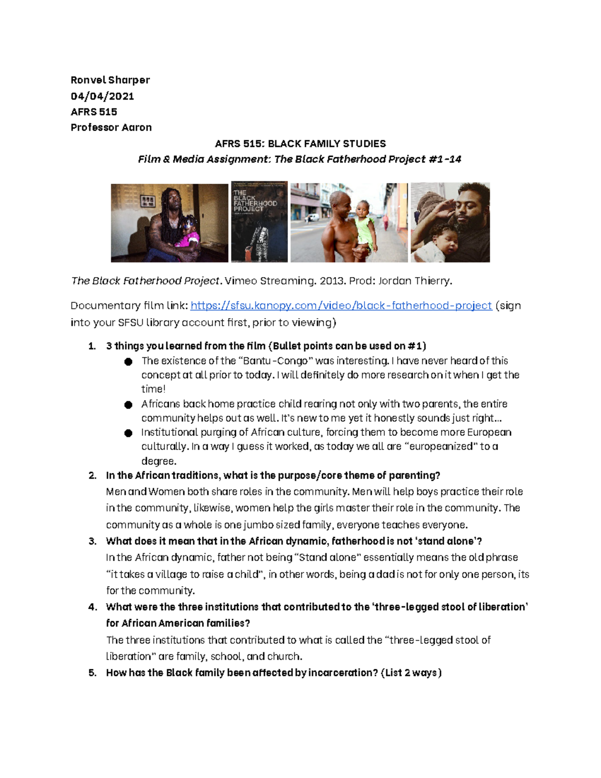 Black Fatherhood - Vimeo Streaming. 2013. Prod: Jordan Thierry ...