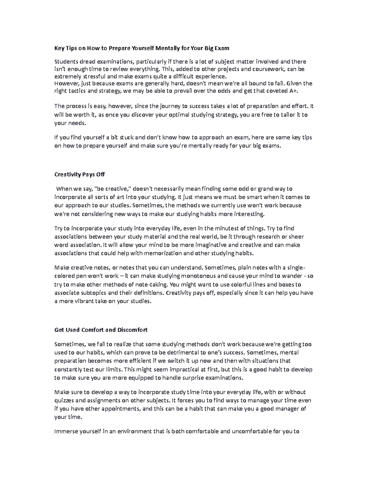 Document - epic - Key Tips on How to Prepare Yourself Mentally for Your ...