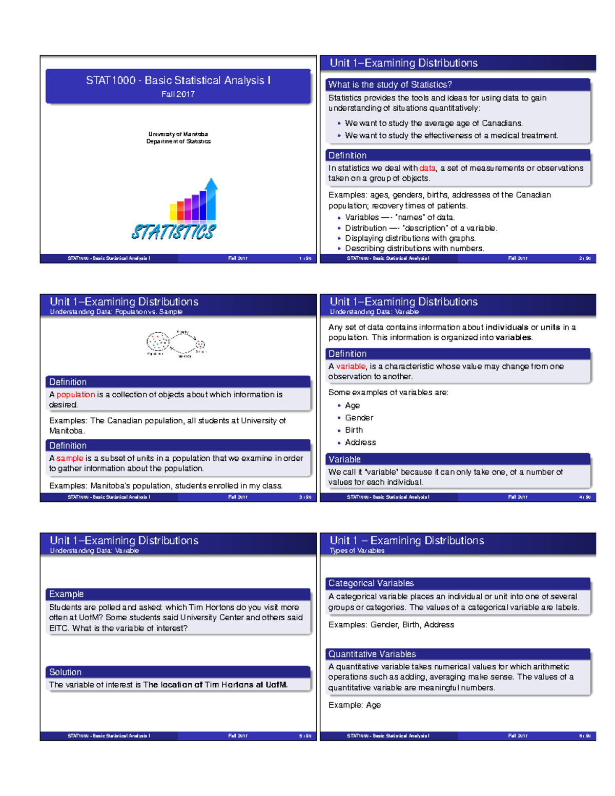 STAT 1000 - Unit 1 (Fall 2017) - STAT1000 - Basic Statistical Analysis ...