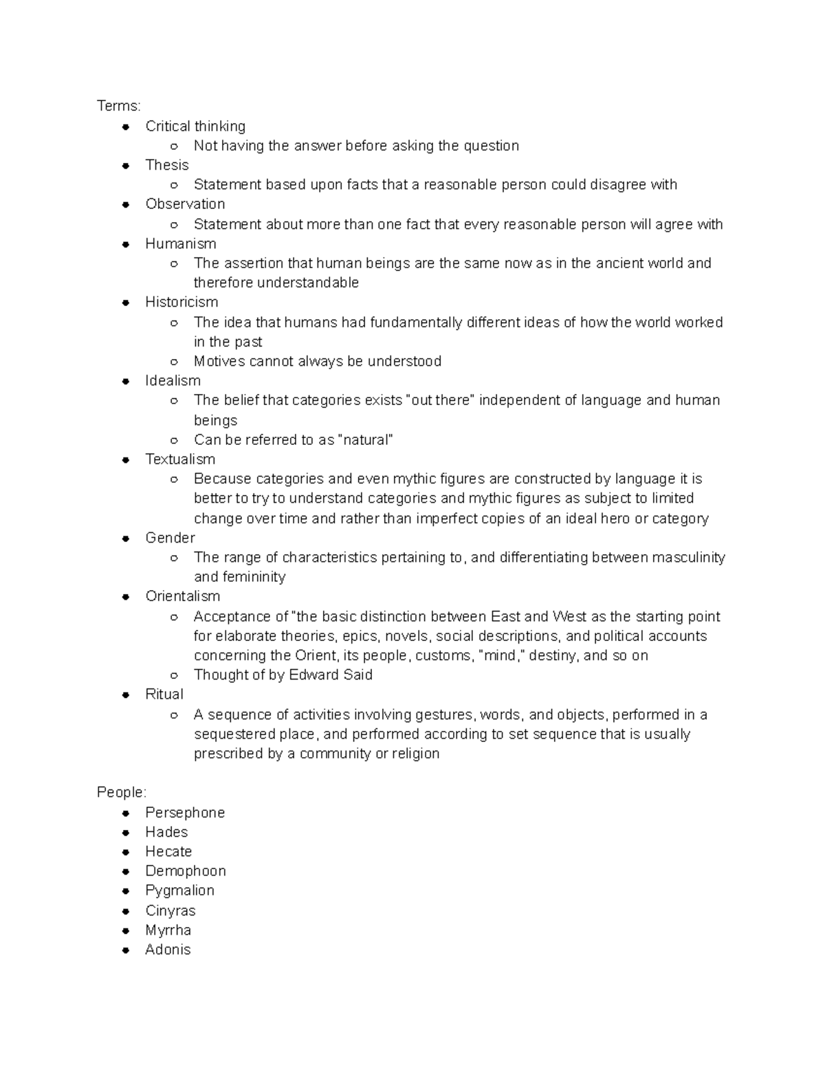 Exam 1 study guide - Terms: Critical thinking Not having the answer ...