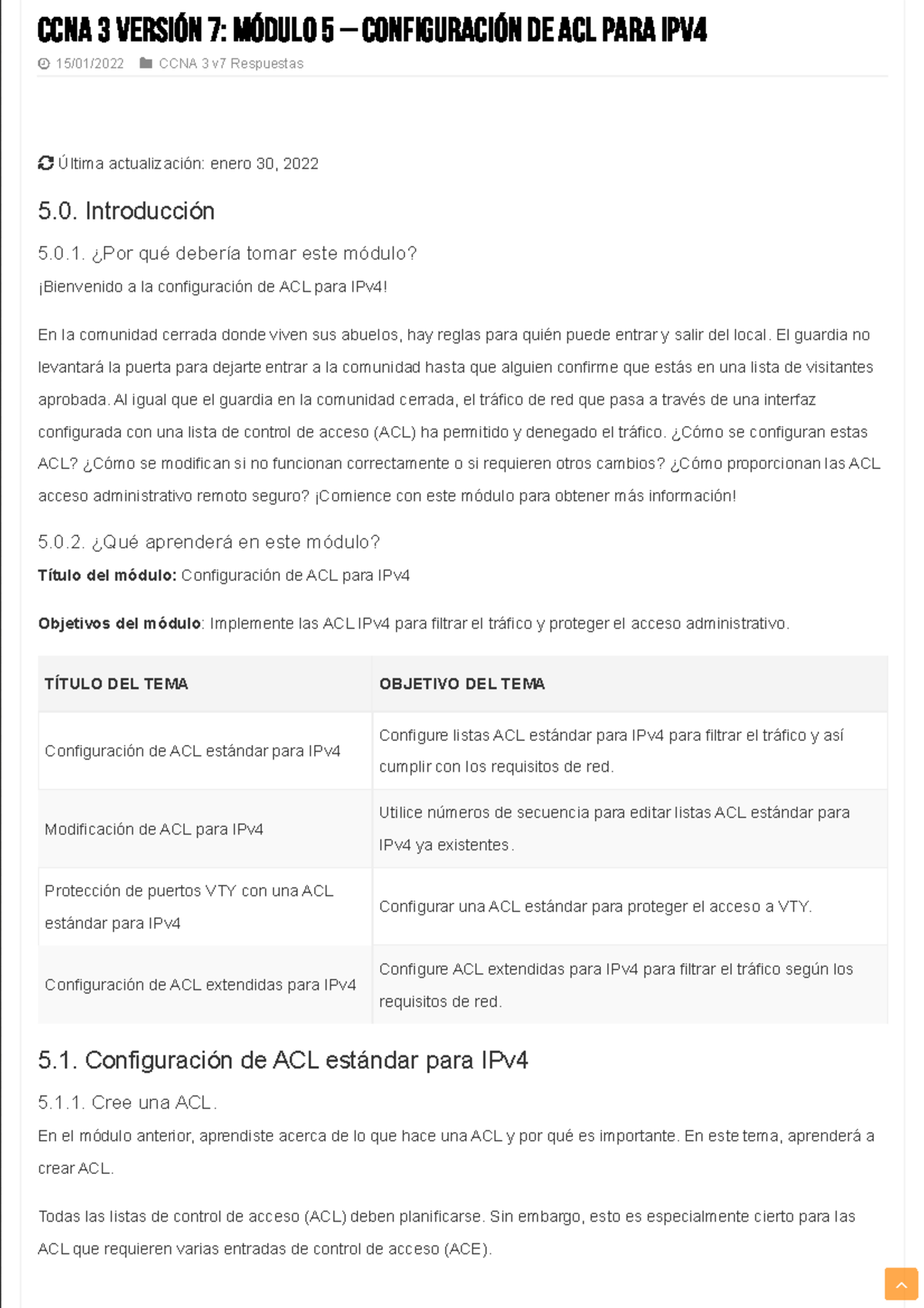 CCNA 3 Versión 7 Módulo 5 - Configuración de ACL para IPv4 - Introducción 5.0. ¿Por qué debería ...