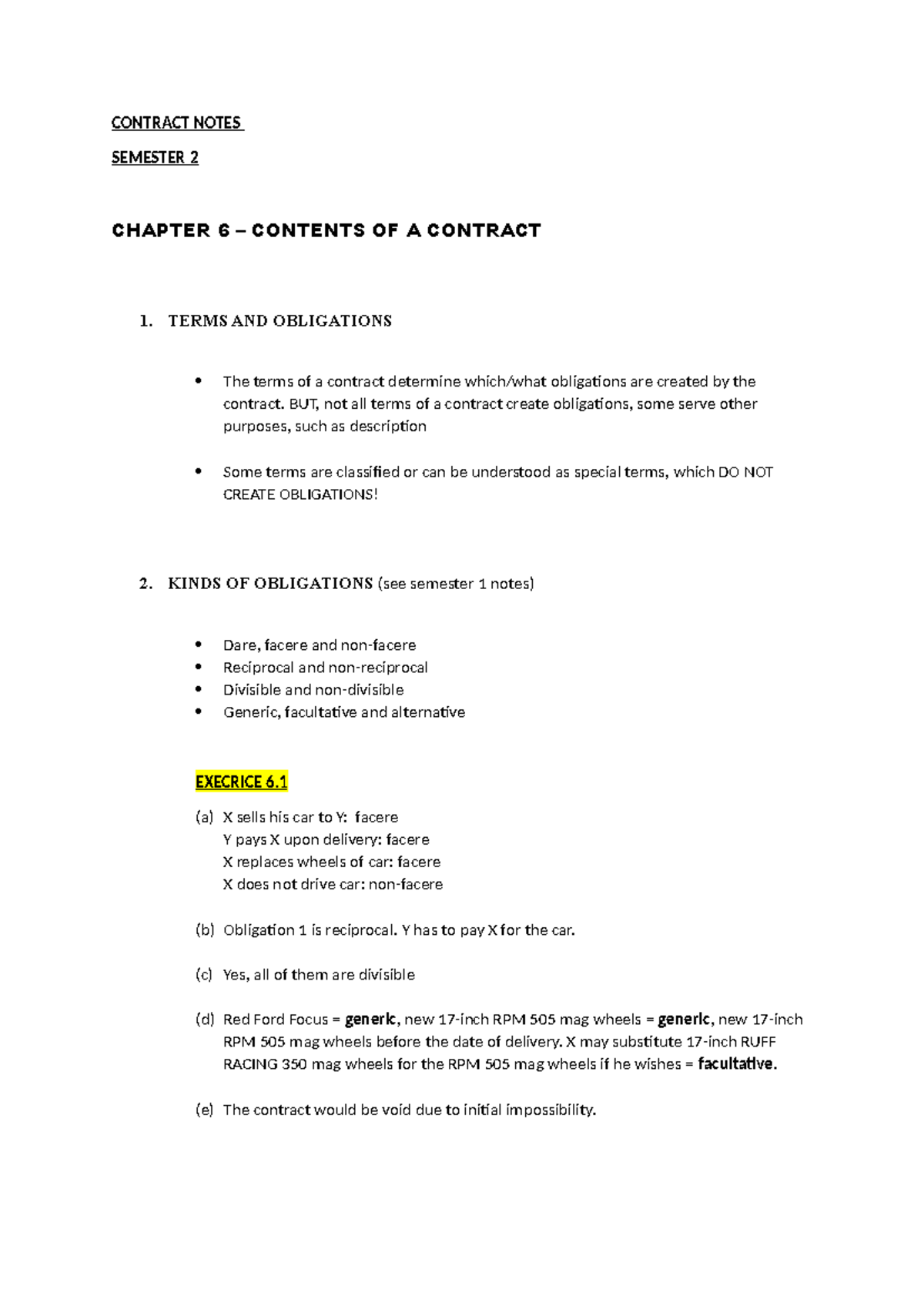 Contract Notes - CONTRACT NOTES SEMESTER 2 CHAPTER 6 – CONTENTS OF A ...