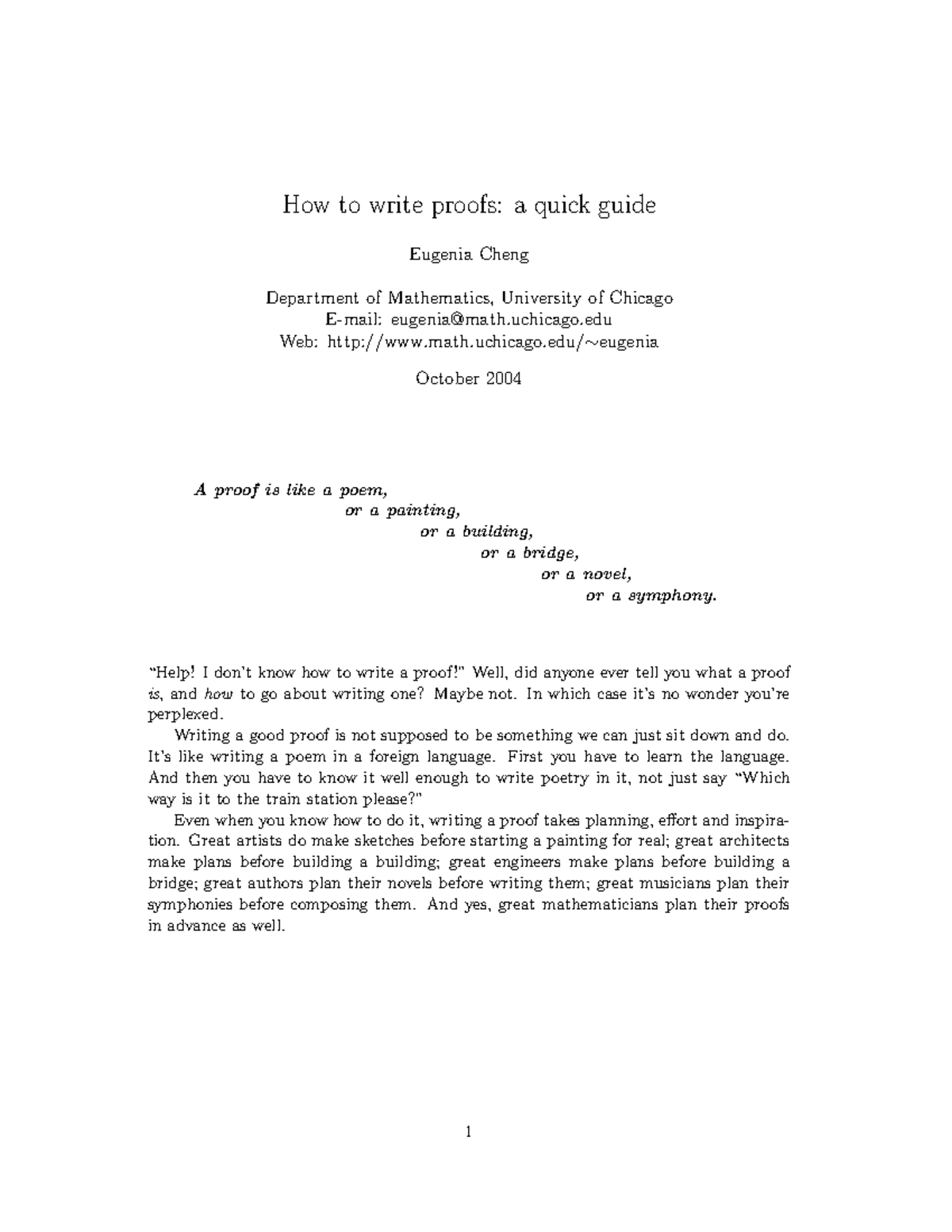 Proof guide for maths students - How to write proofs: a quick guide ...