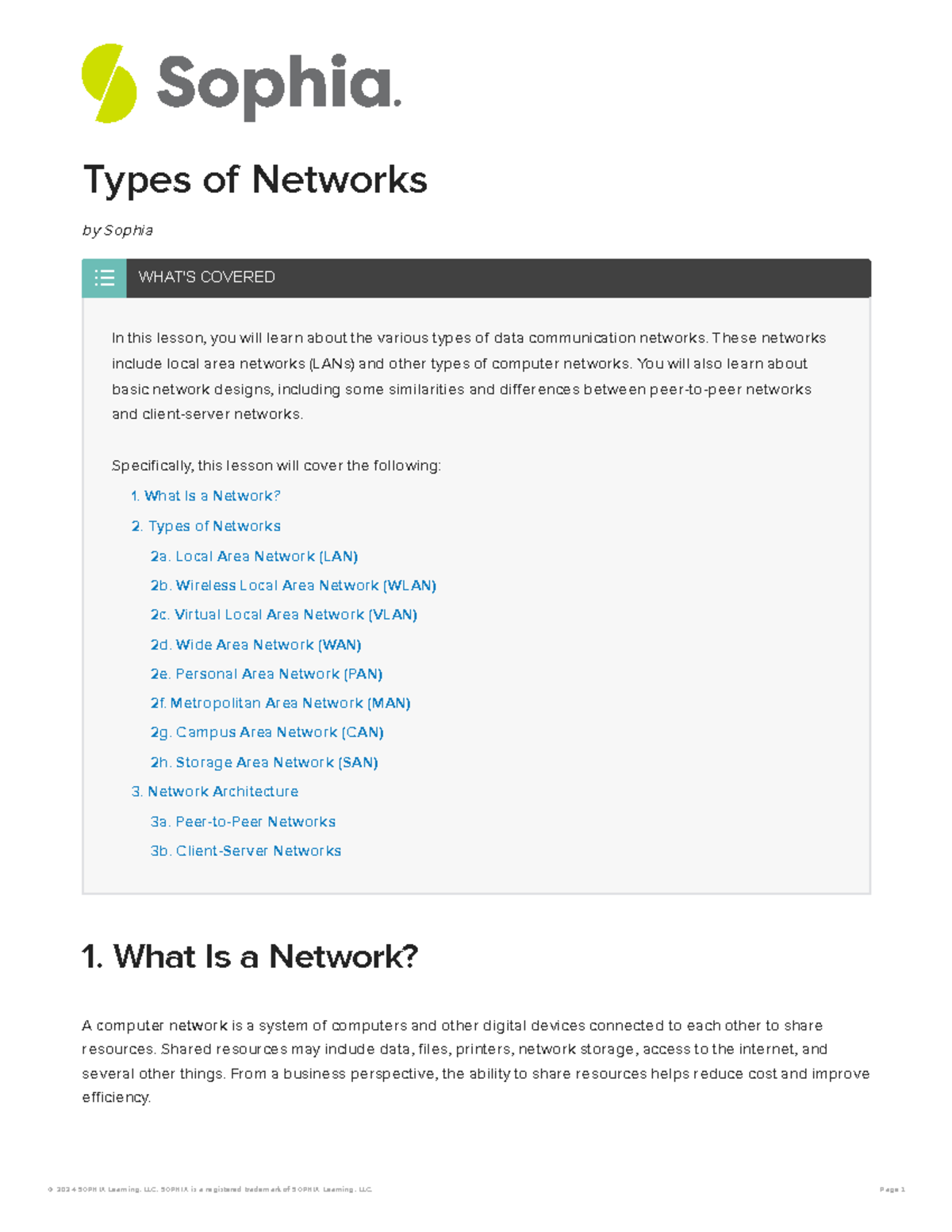 Types-of-networks - Types of Networks by Sophia In this lesson, you ...