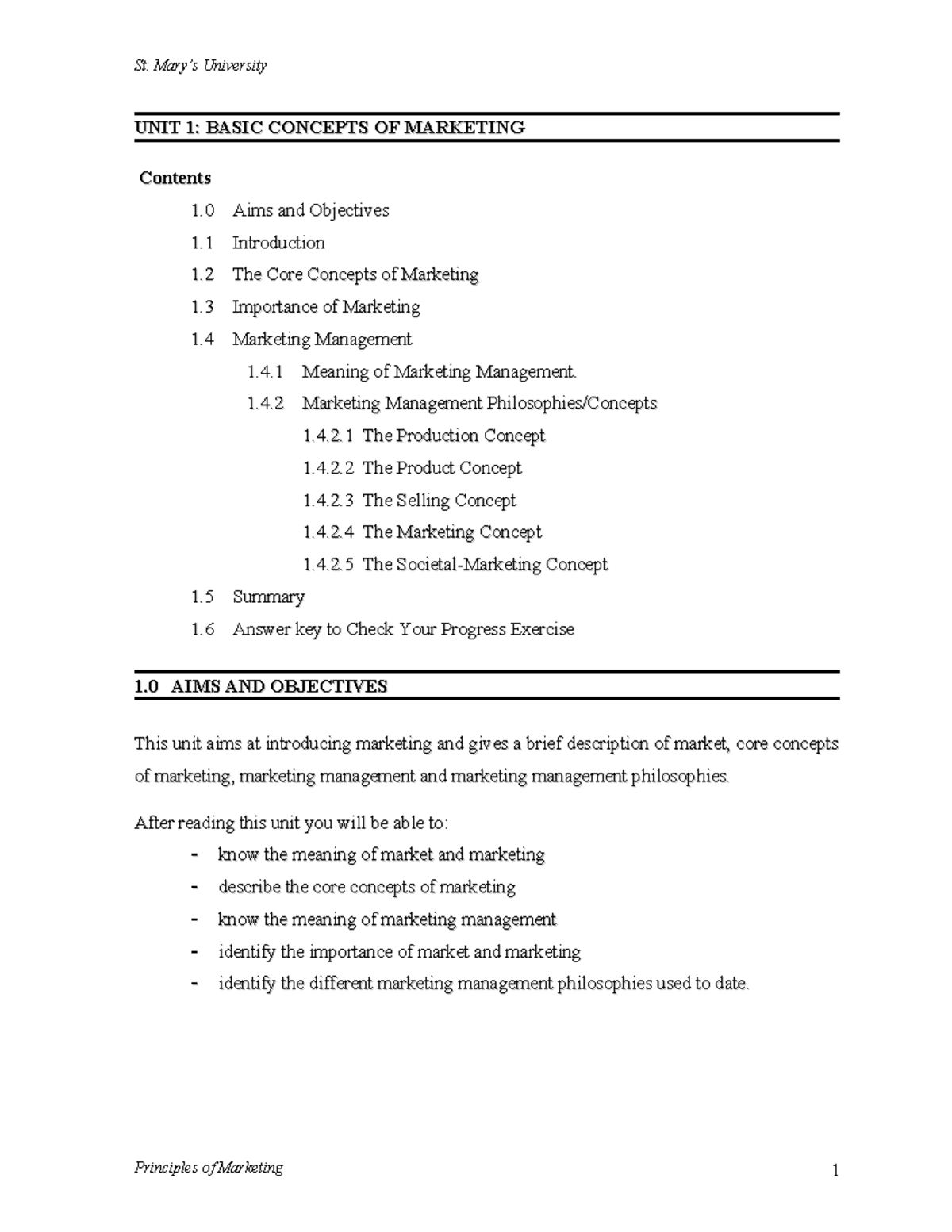 Principles of Marketing - UNIT 1:UNIT 1: BASIC CONCEPTS OF ...