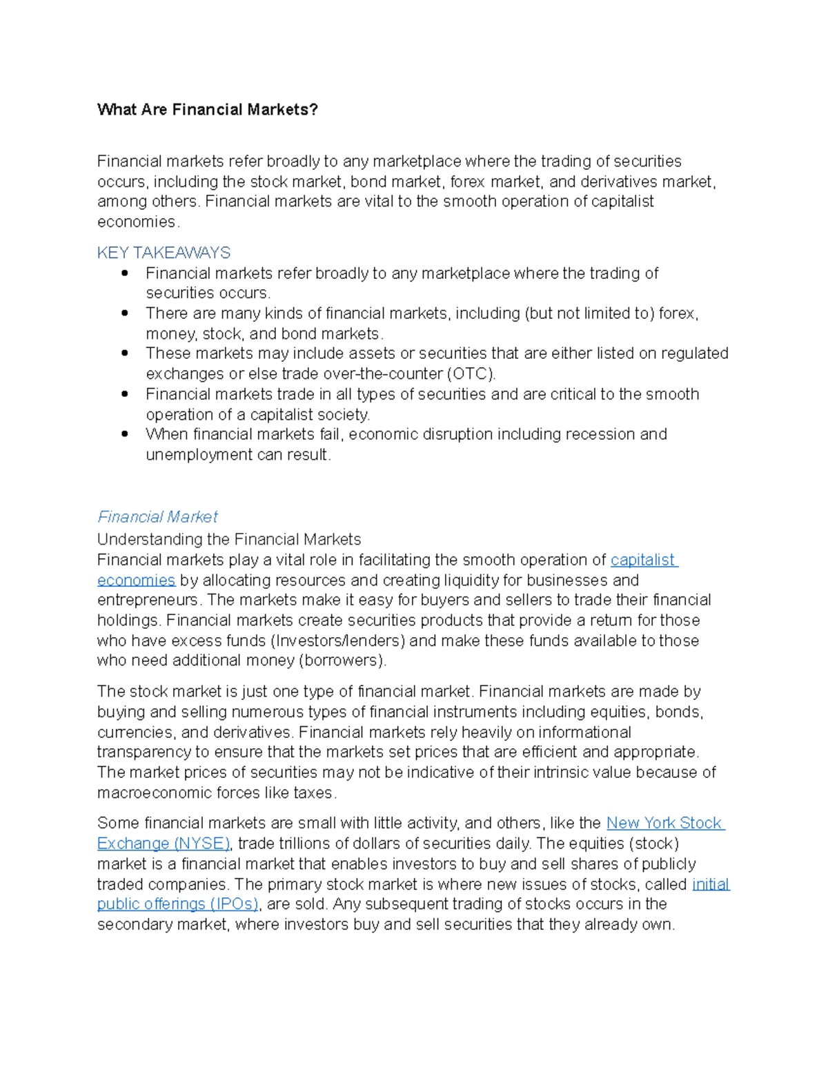 What Are Financial Markets - What Are Financial Markets? Financial ...