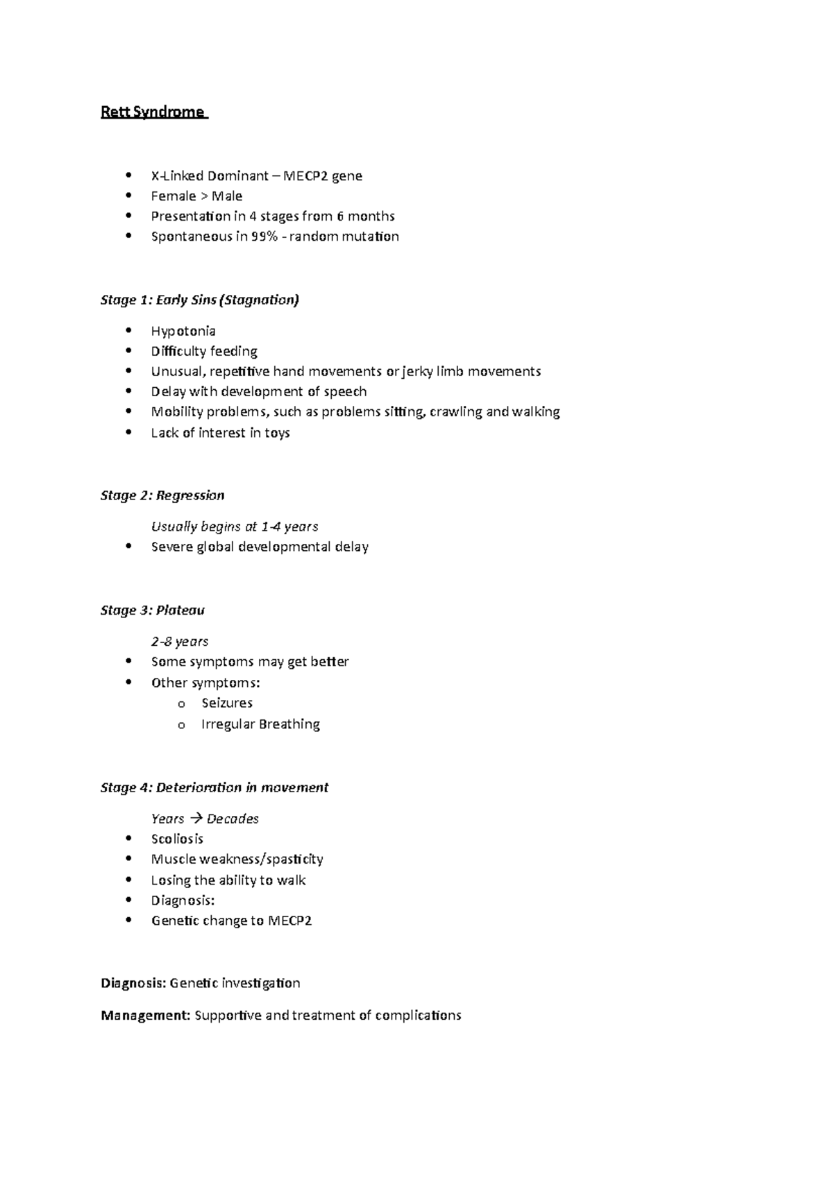 Rett Syndrome in Children - Ret Syndrome X-Linked Dominant – MECP2 gene ...