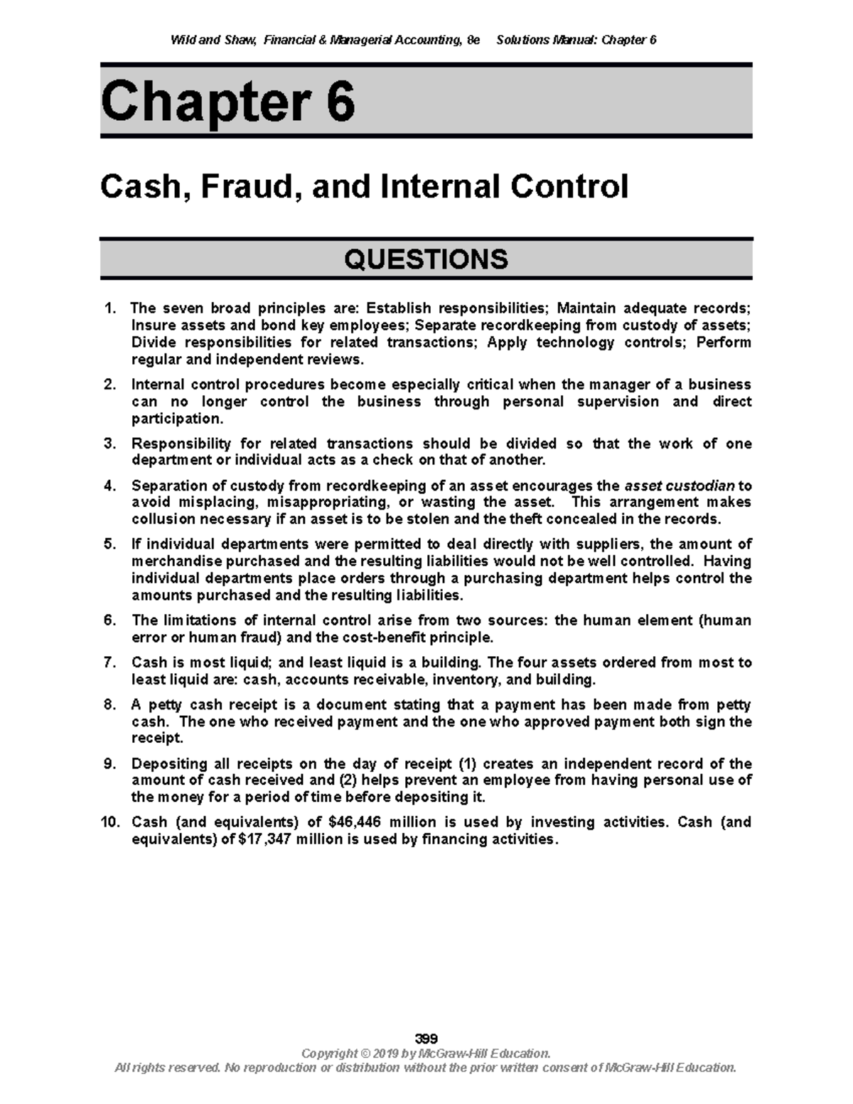 Textbook Answer Ch06 - Chapter 6 Cash, Fraud, and Internal Control ...