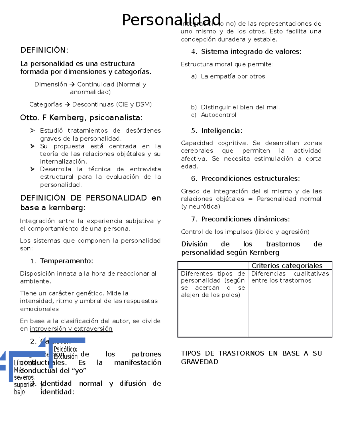 Resumen Personalidad - DEFINICIÓN: La personalidad es una estructura ...