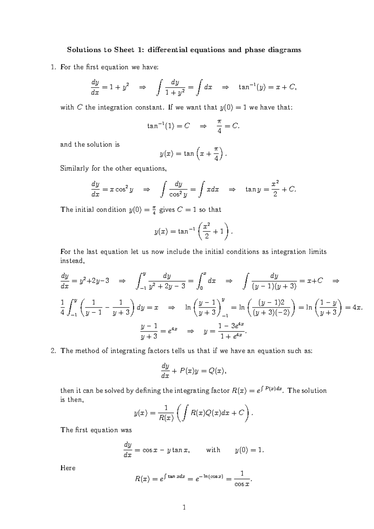 2009-2010 Exercise Sheet 1 - Solutions - Solutions to Sheet 1 ...