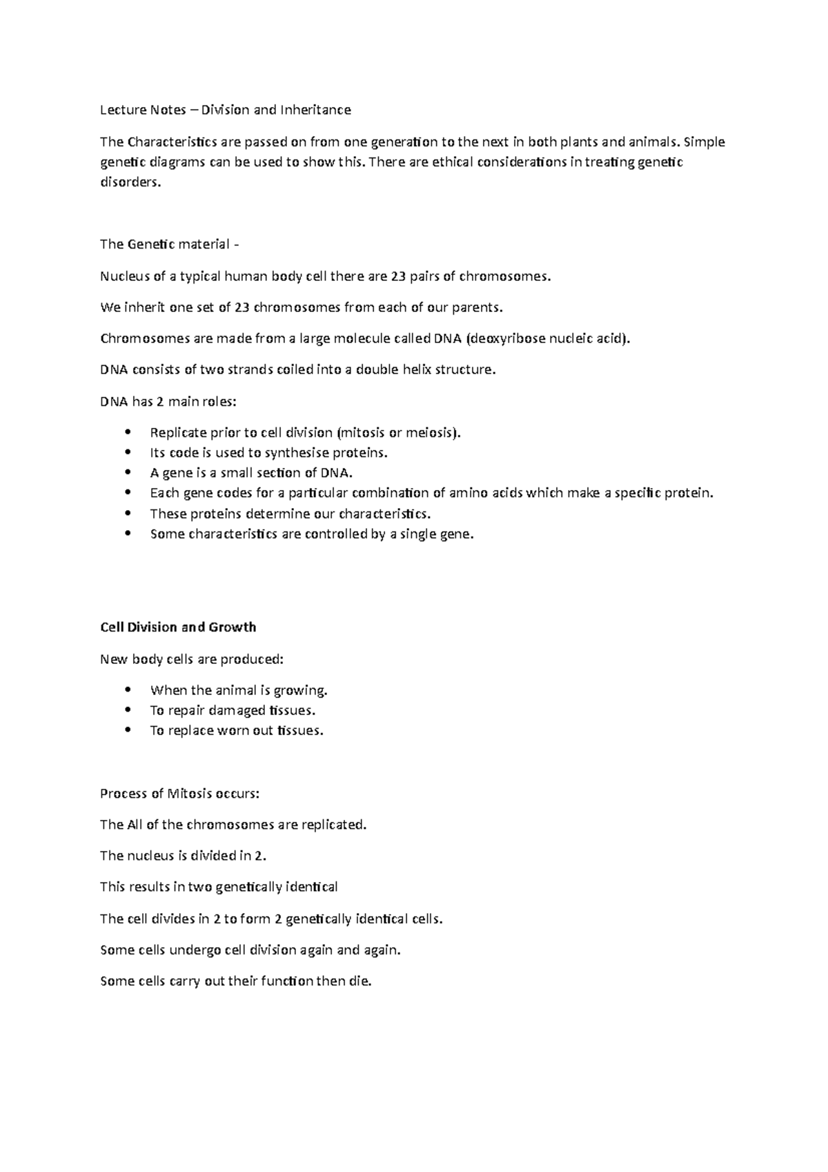 Lecture Notes Division And Inheritance Lecture Notes Division And