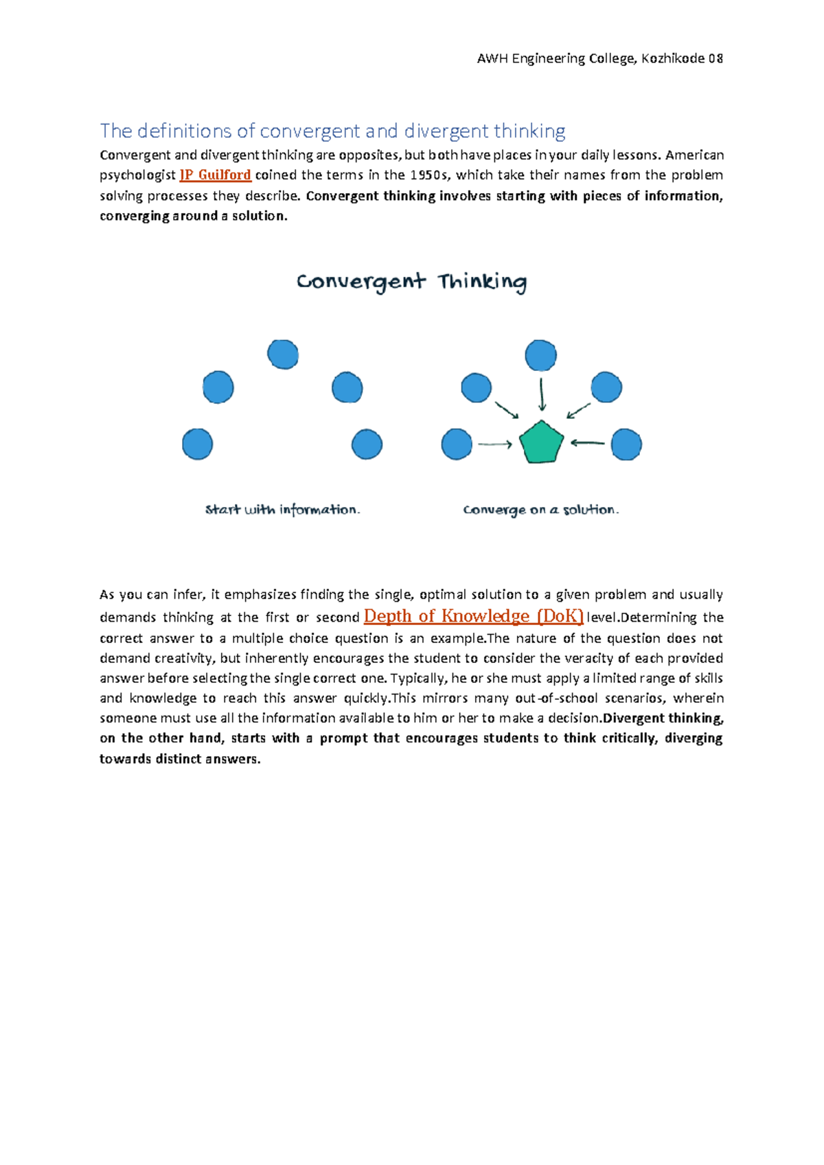 Convergent vs. Divergent Questions - The definitions of convergent and ...