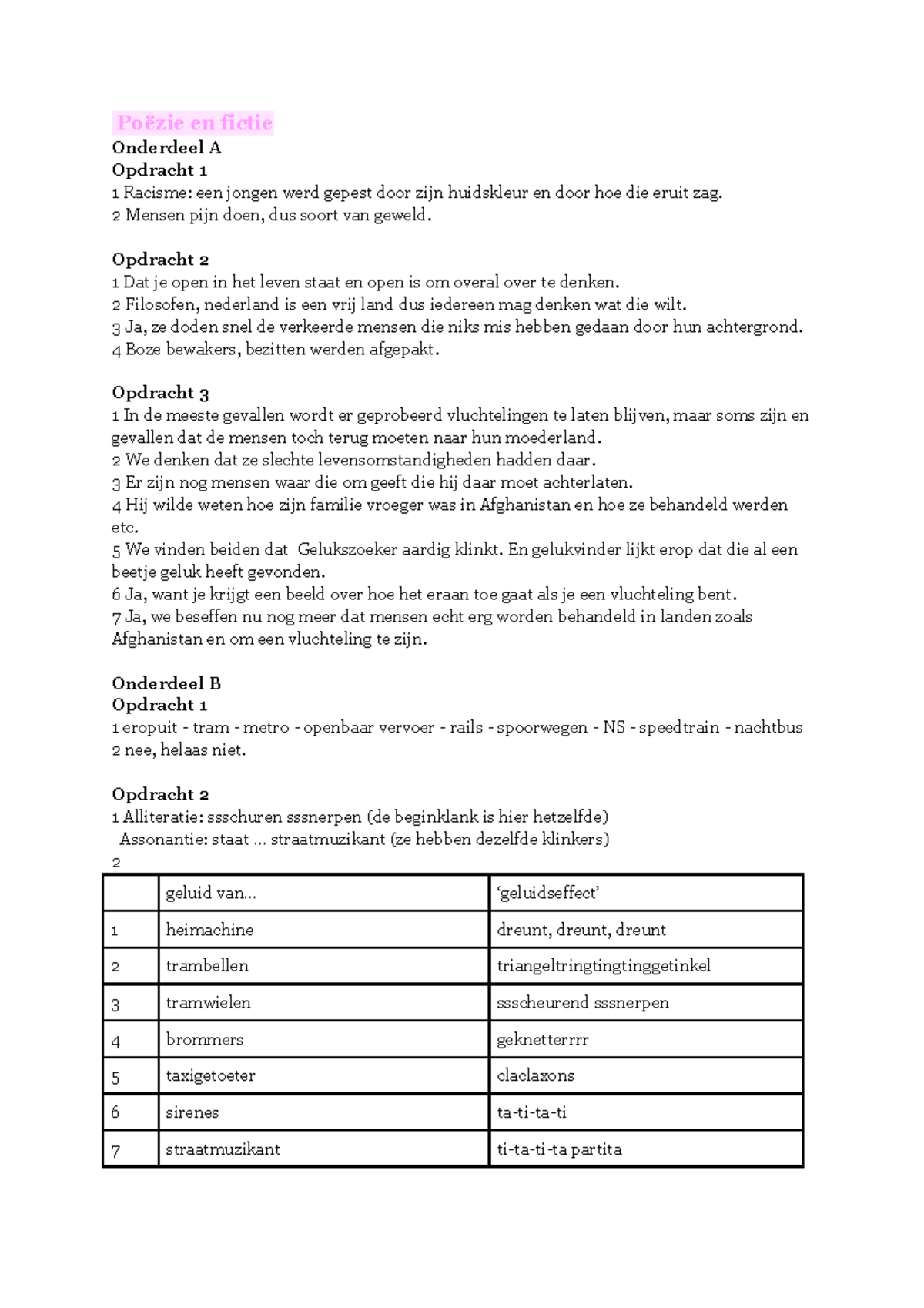 Nederlands poëzie en fictie - Poëzie en fictie Onderdeel A Opdracht 1 1 ...
