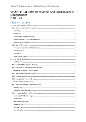 Chapter 3 Entrepreneurship - CHAPTER 3: Entrepreneurship And Small ...