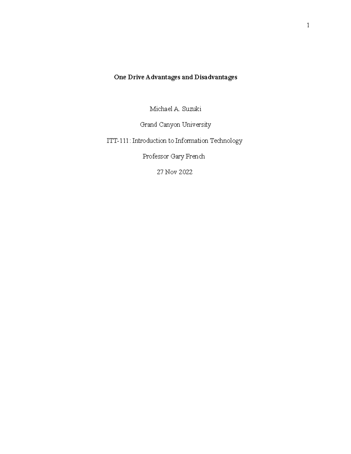 ITT-111-MSuzuki Topic 6Assignment 1 - One Drive Advantages and ...