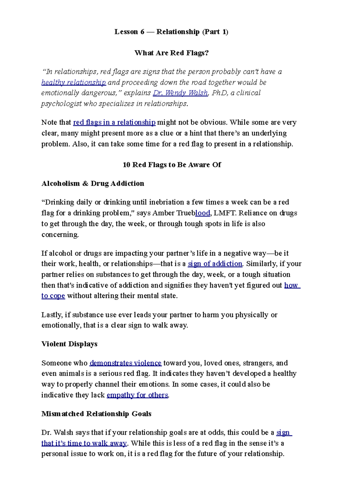 L2. Lesson 7 - Relationship (Part 1) Handout - Lesson 6 — Relationship ...