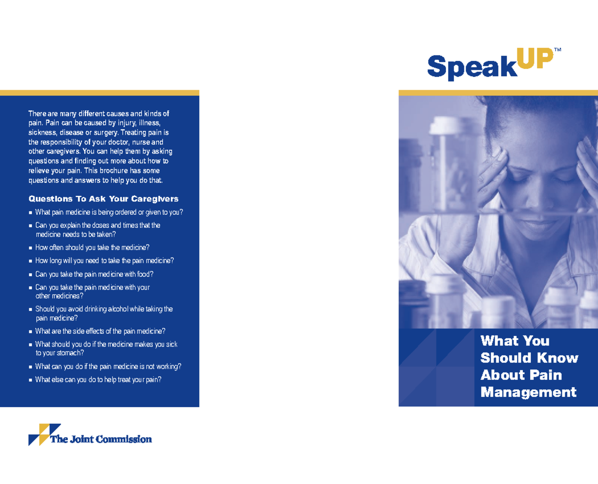 Education Material - 4 - Pain Management - Speak UP TM What You Should ...