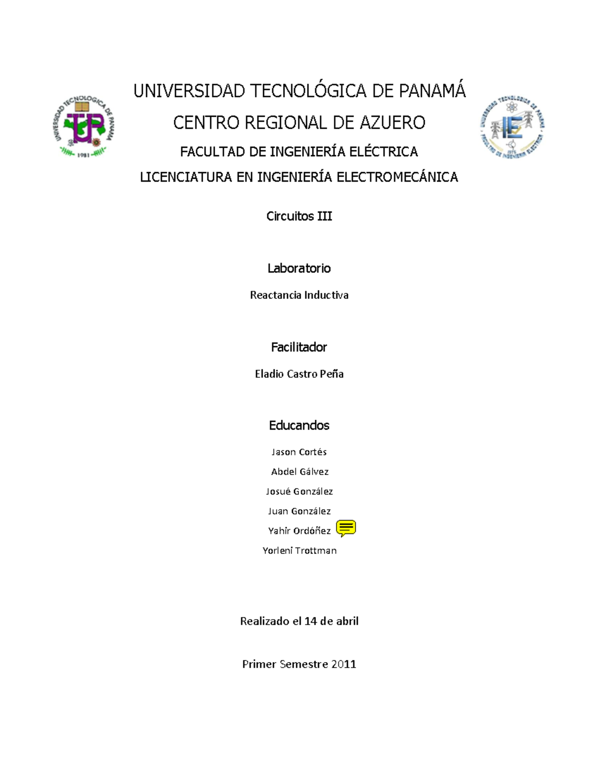 Idoc - trabajo de laboratorio - UNIVERSIDAD TECNOL”GICA DE PANAM¡ CENTRO REGIONAL DE AZUERO ...