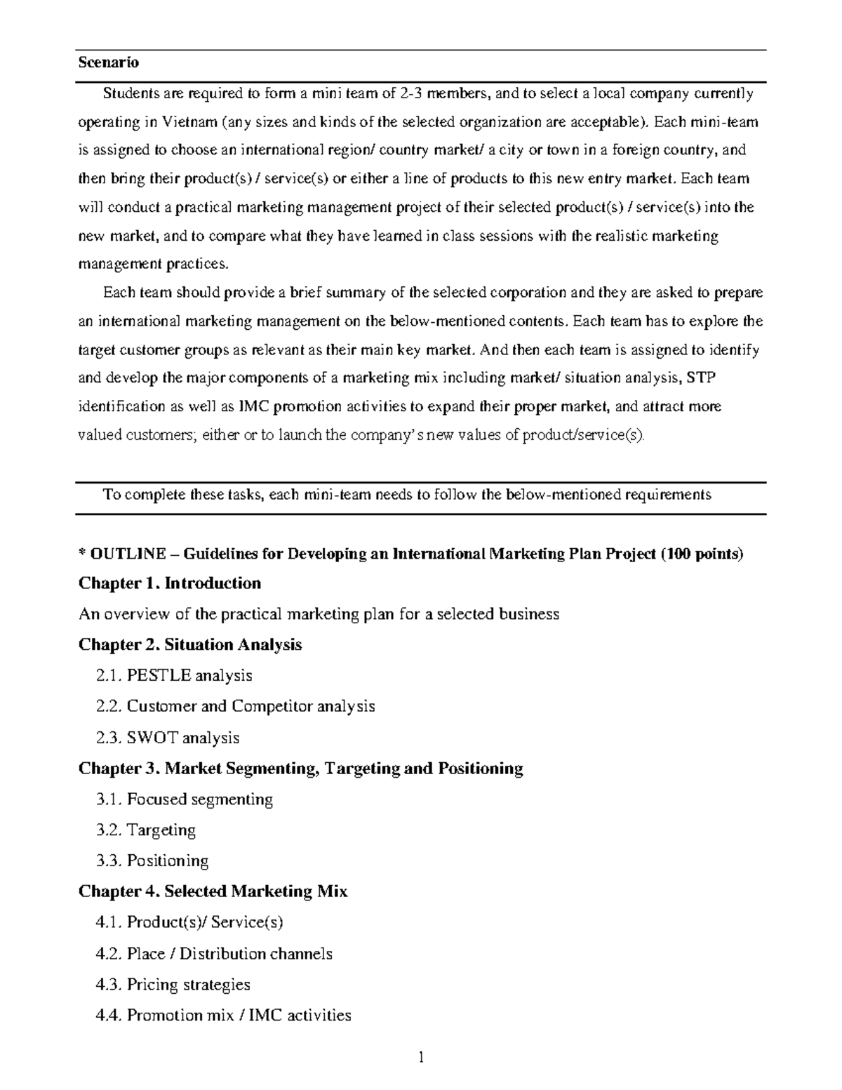 Marketing Mgt - Report Final students - 1 Scenario Students are ...