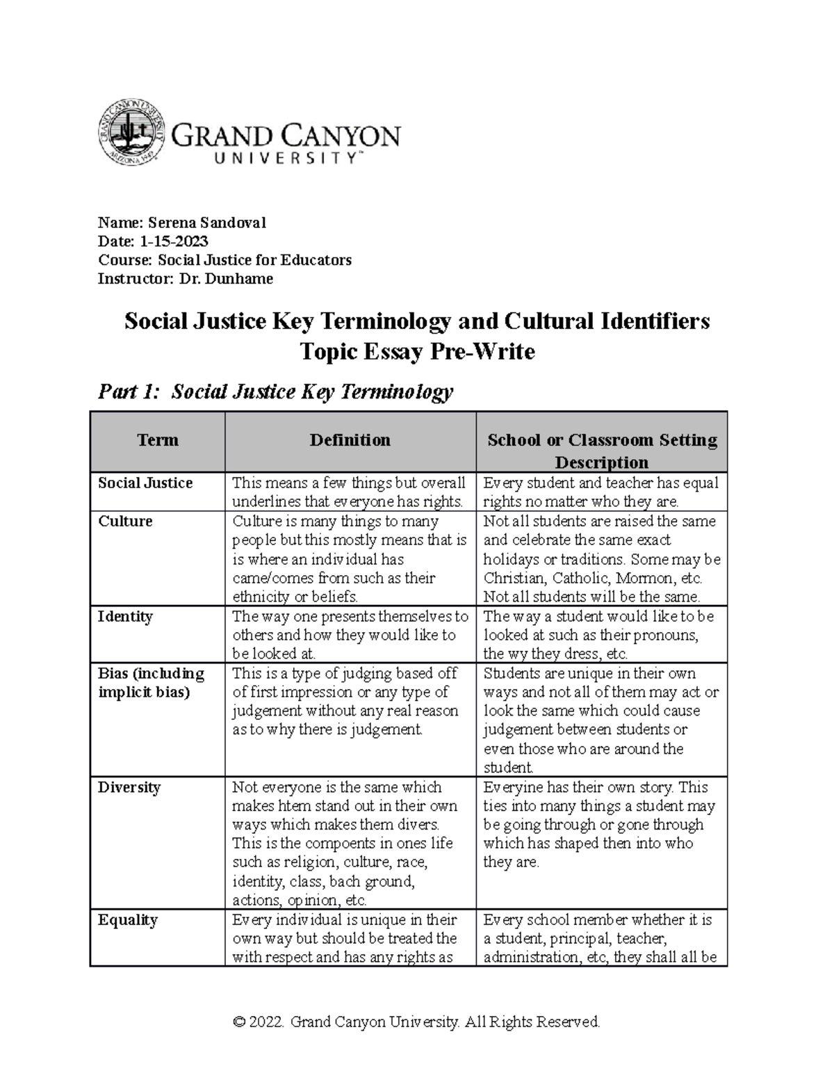 EDU 330 T1 Social Justice Terminologyand Cultural Identifiers Topic ...