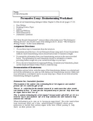 PHI105 T4 Outline Worksheet Persuasive Essay Planning - Name: Christina ...