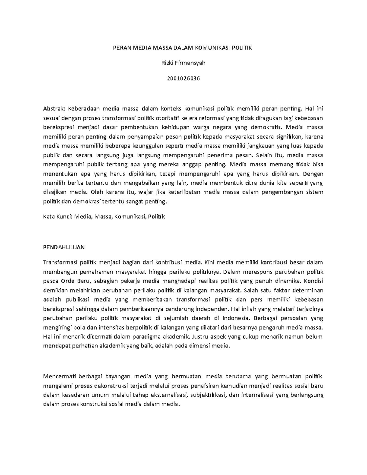 Uas epbm rizki firmansyah 2001 026036 - PERAN MEDIA MASSA DALAM ...