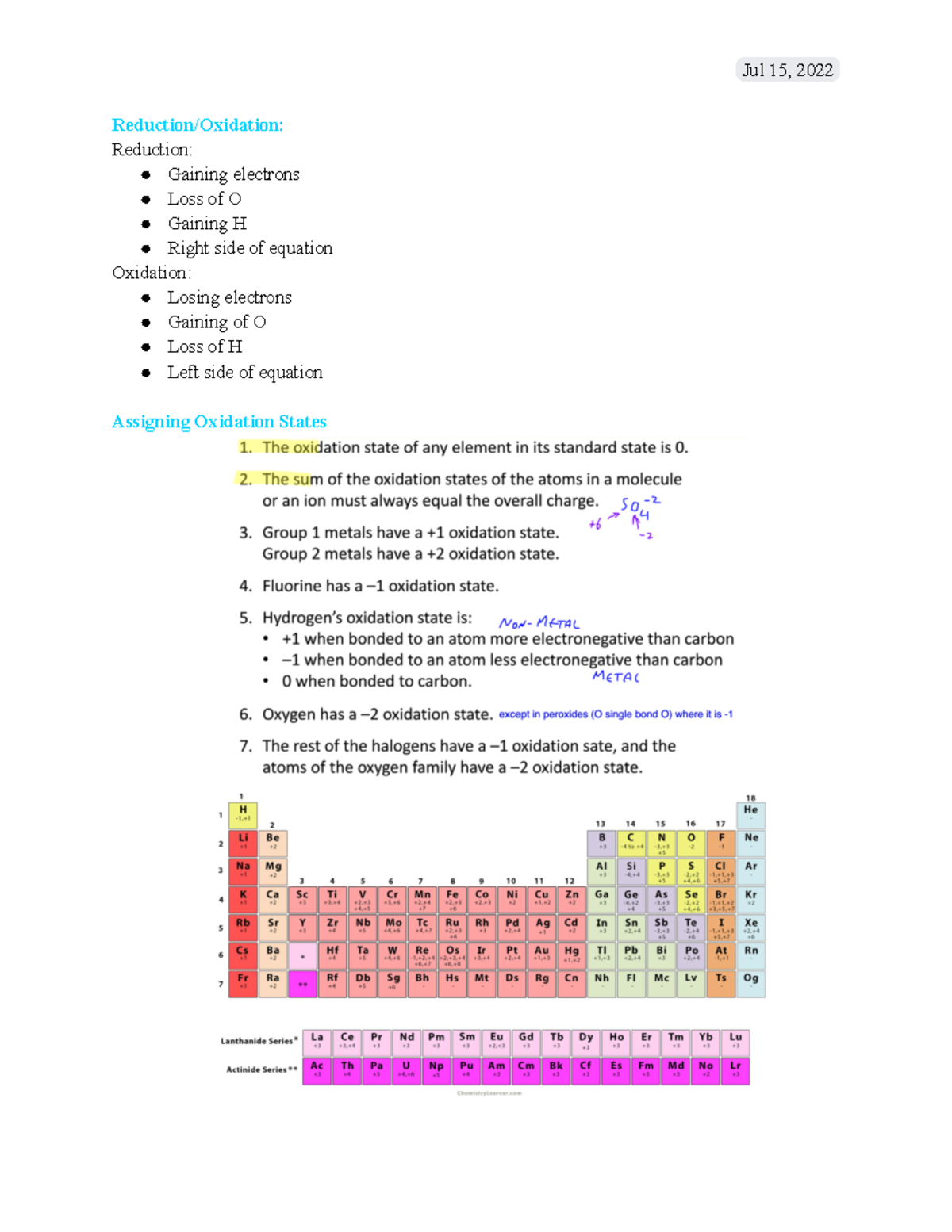 MCAT CHEM C6 - Chem for MCAT - Reduction/Oxidation: Reduction: Gaining ...